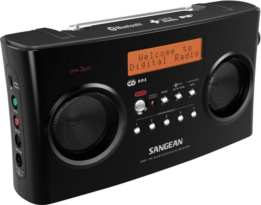 Sotel.de | Sangean DPR-26 BT Kofferradio DAB+, UKW AUX, Bluetooth® Akku ...