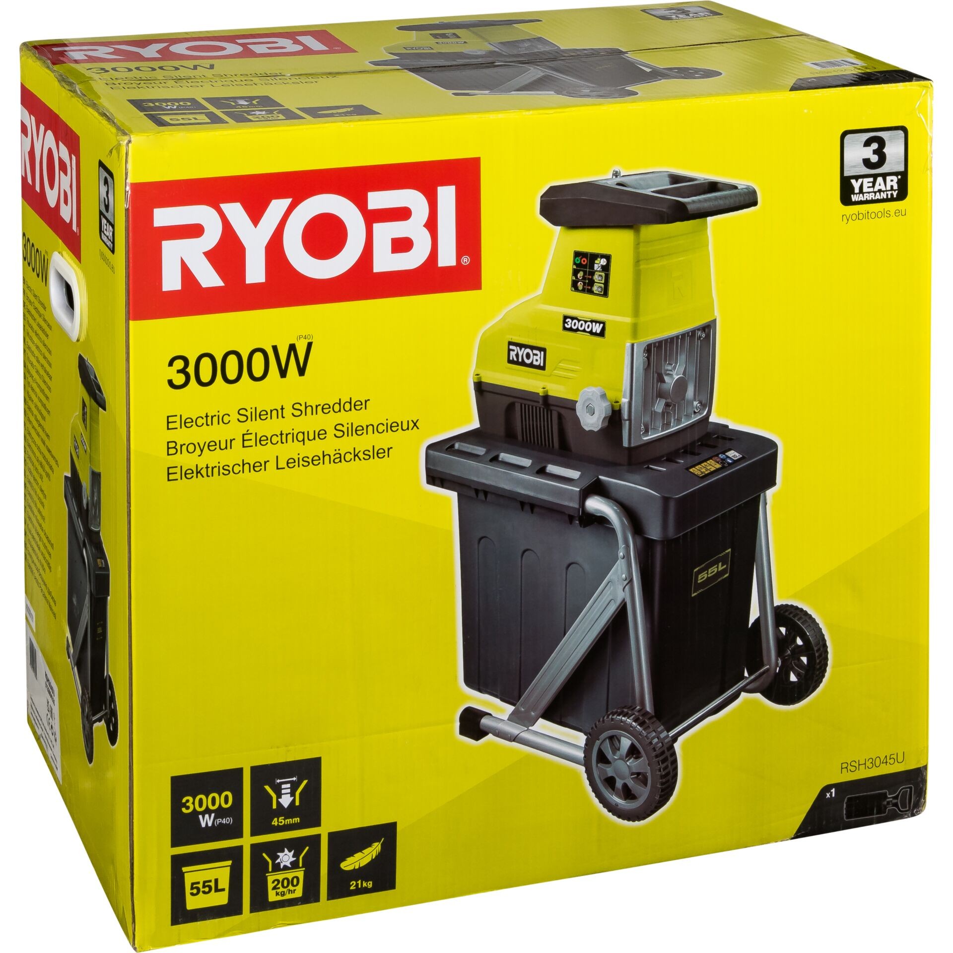 Sotel.de | Ryobi RSH3045U 3000W Elektro-Leisehäcksler (Fräsblatt 45 mm ...