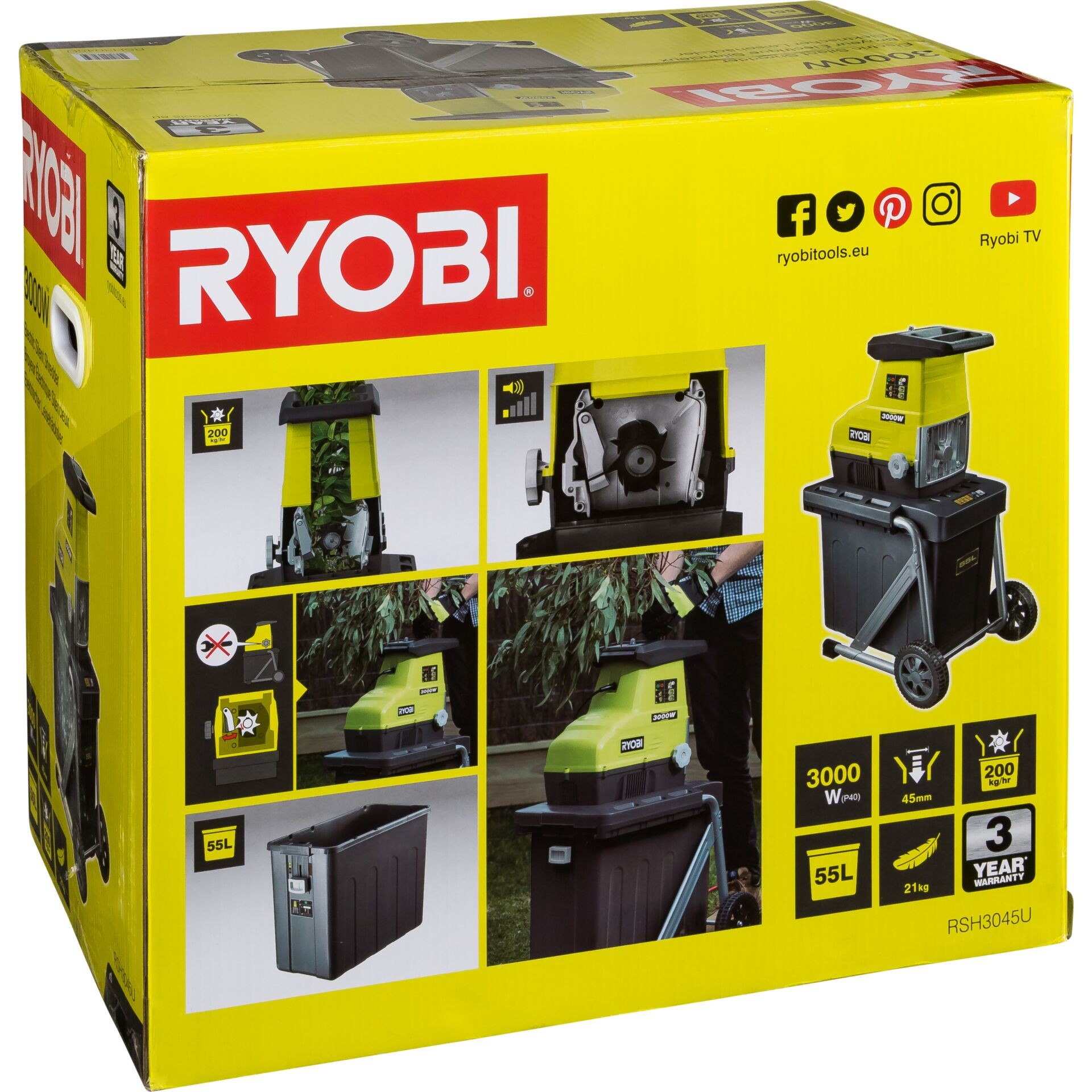 Sotel.de | Ryobi RSH3045U 3000W Elektro-Leisehäcksler (Fräsblatt 45 mm ...