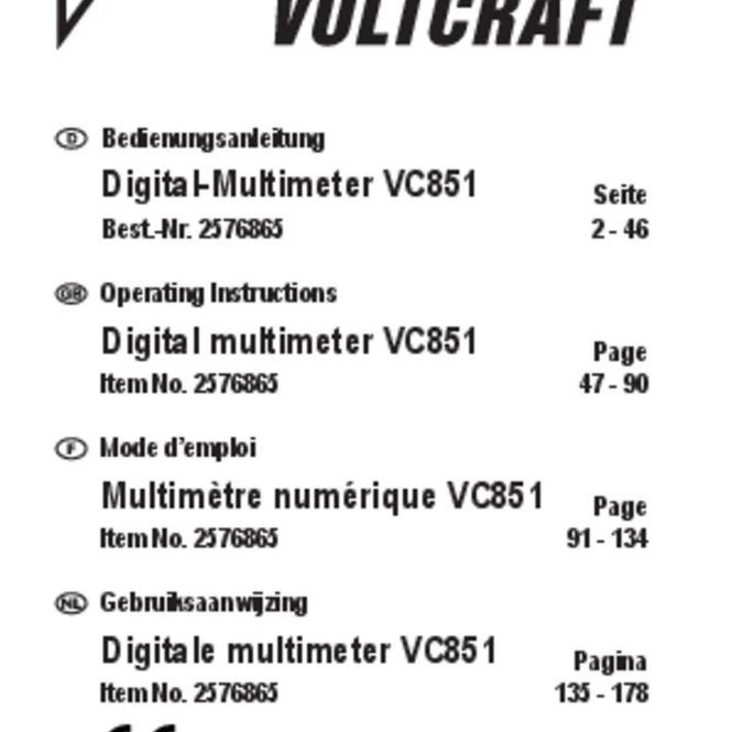 Sotel | VOLTCRAFT VC851 Hand-Multimeter digital CAT III 1000 V, CAT IV 600V Anzeige (Counts): 6000
